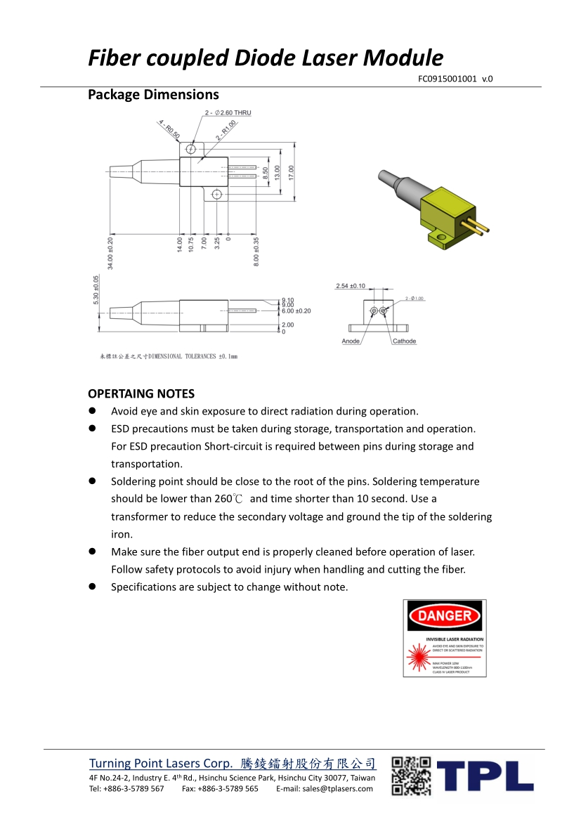 Turning Point Lasers Corp-Turning Point Lasers, Fiber coupled diode ...